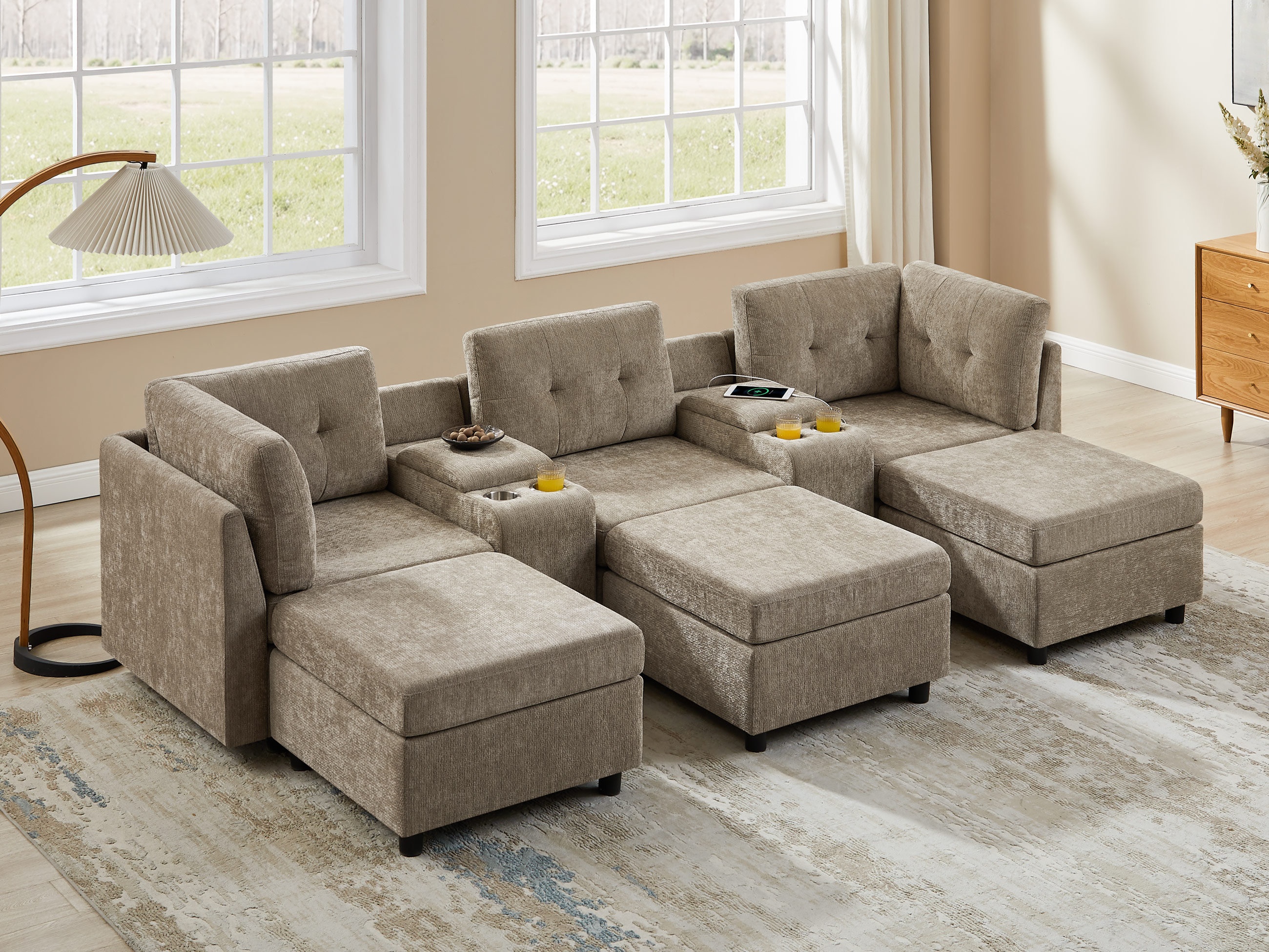 Latitude Run® Shelly Chenille Upholstered Sectional Sofa With Storage ...