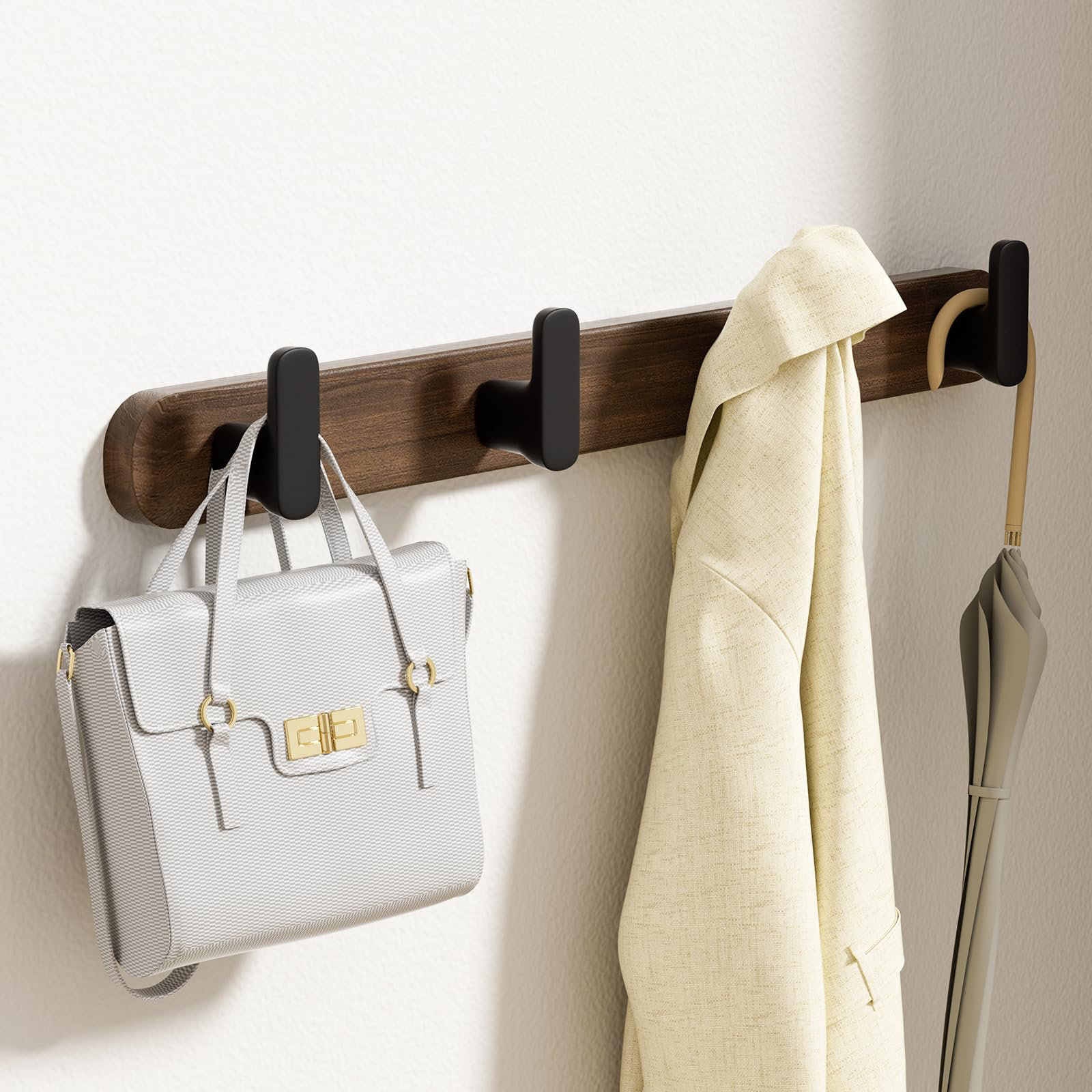 Latitude Run® Wall Mounted Coat Rack With 4 Large Double Wall Hooks ...