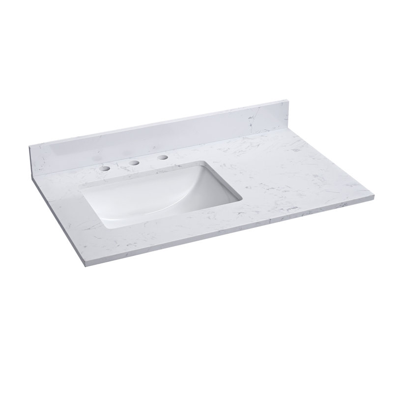 Enyibath 36" Engineered Stone Bathroom Vanity Top With Sink in Left ...