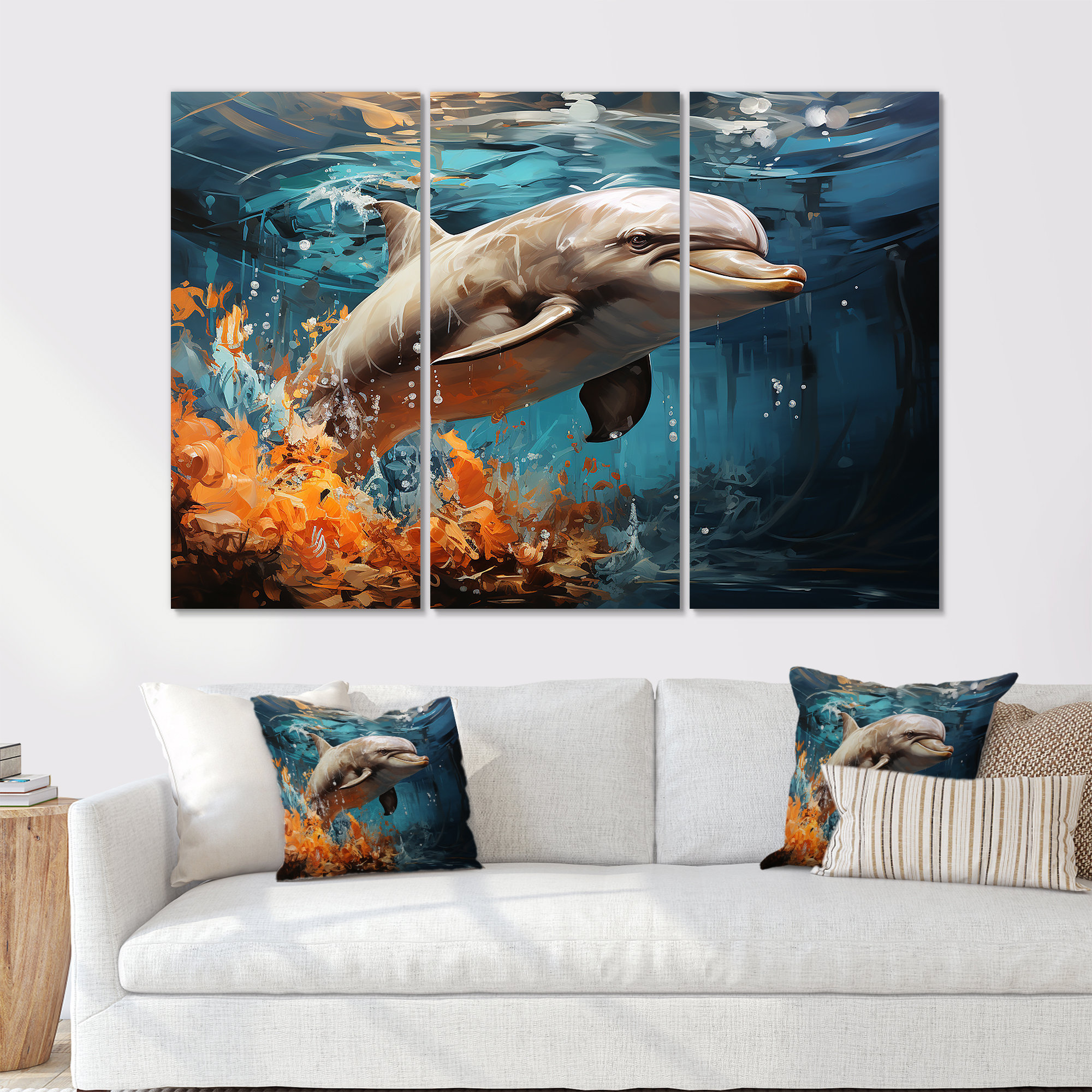 Beachcrest Home Dolphin Symphony - Animals Dolphin Wall Decor Set | Wayfair