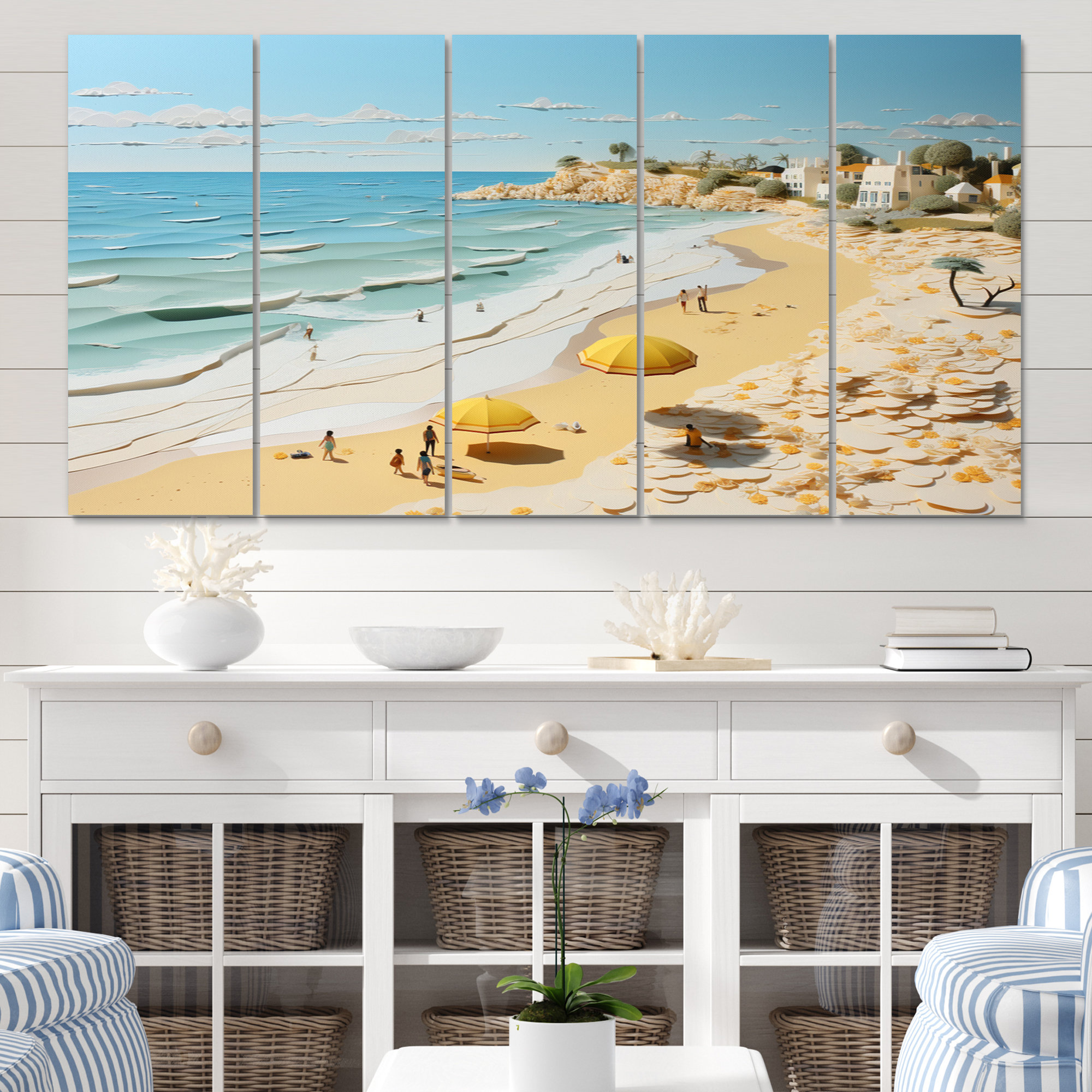 Design Art Coastal Beachside Wanderer Papercut - Nautical & Beach ...