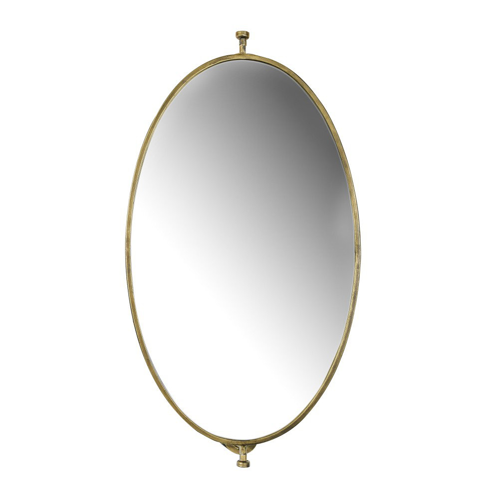 Mercer41 Seay Distressed Oval Metal Framed Pivoting Wall Mirror ...