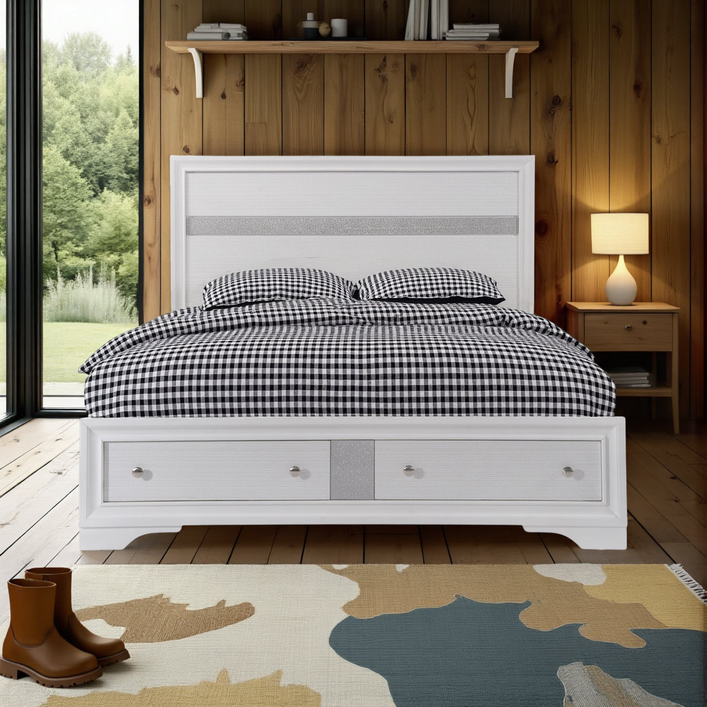 House of Hampton® Low-Profile Storage Bed - 660lbs Capacity White MDF ...