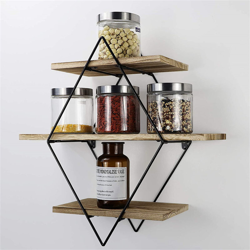 Steelside™ Alaina 3 Piece Diamond Wood Floating Shelf & Reviews | Wayfair