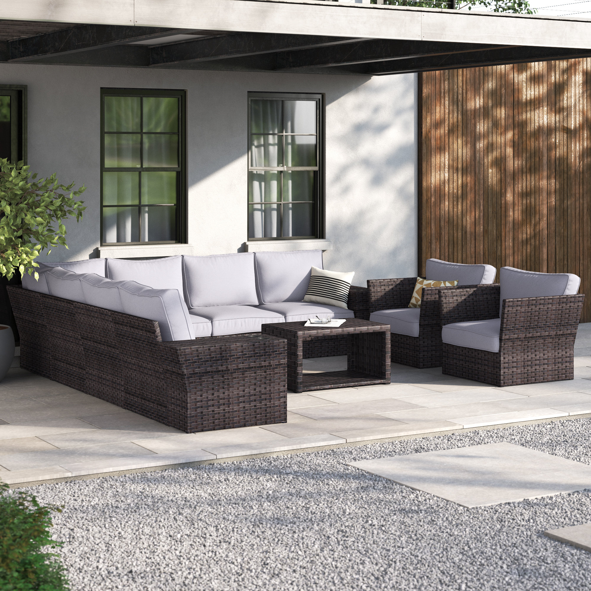 Mercury Row Annetta Rattan Wicker Fully Assembled 8 - Person Seating ...