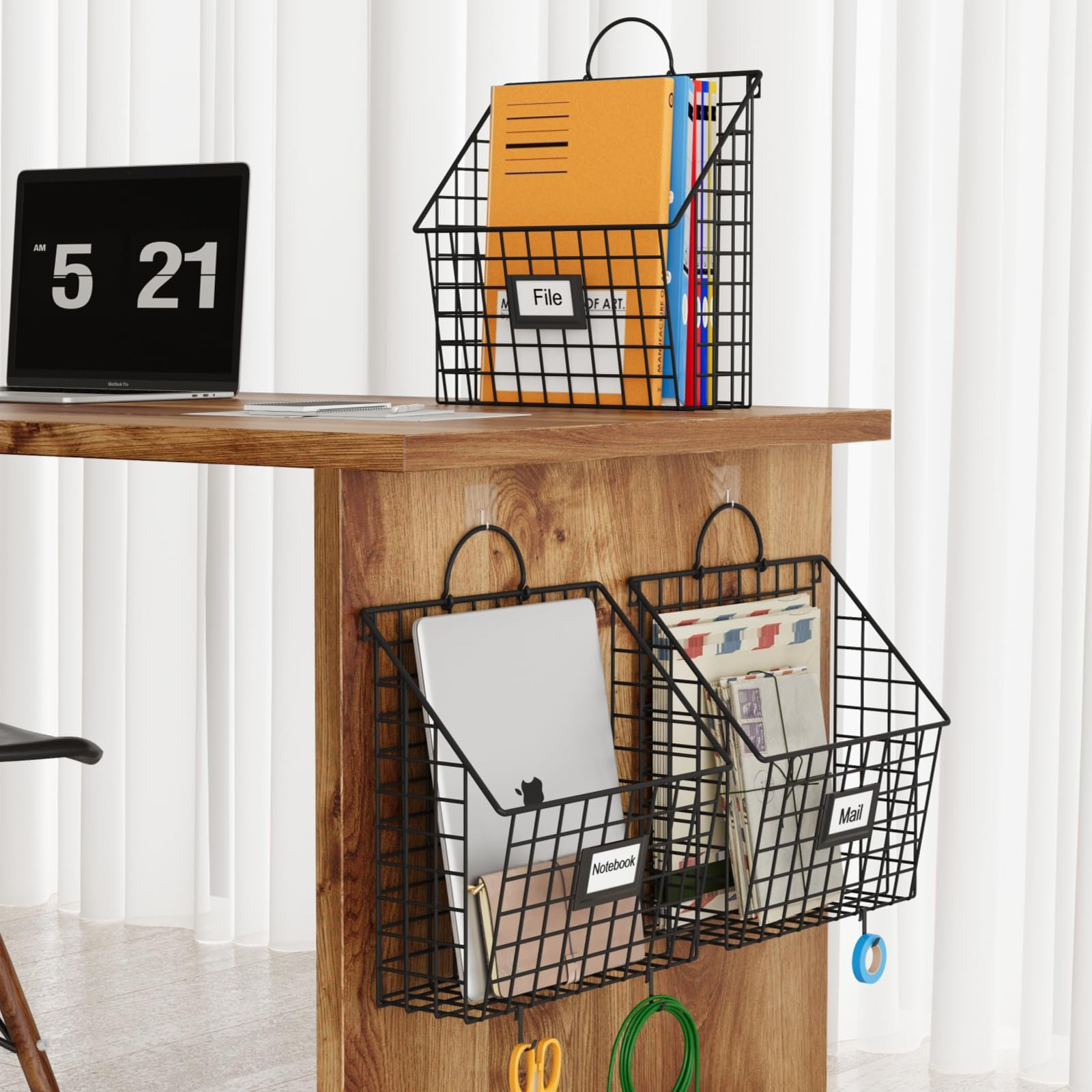 Rebrilliant 3-Pack Metal Wall File Holder Organizer with Handles ...