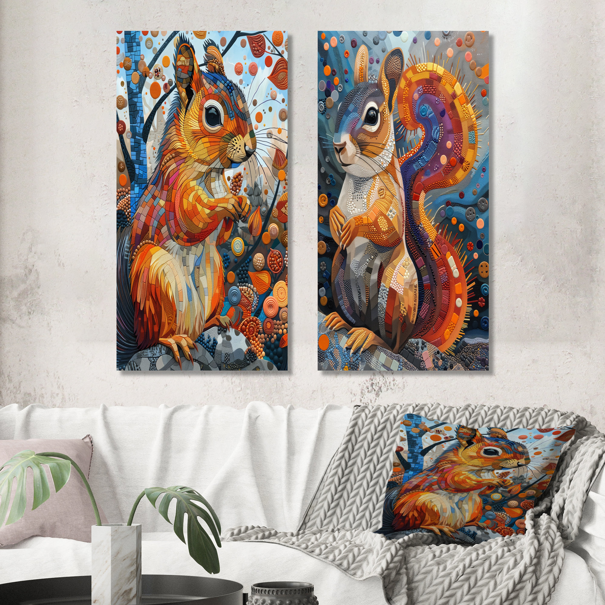 Design Art Squirrel Pop Art Dot Portrait I - Squirrel Animal Wall Art 2 ...