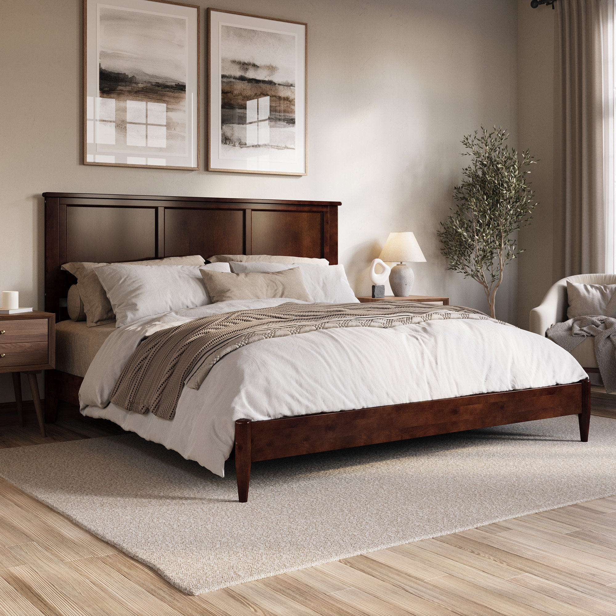 Lark Manor™ Amandah Low Profile Solid Wood Panel Bed & Reviews | Wayfair