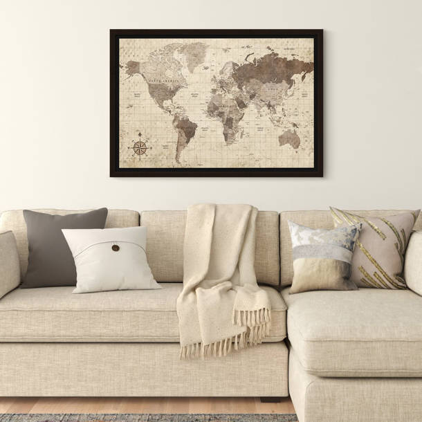 Breakwater Bay " World Map Distressed " Print on Canvas | Wayfair