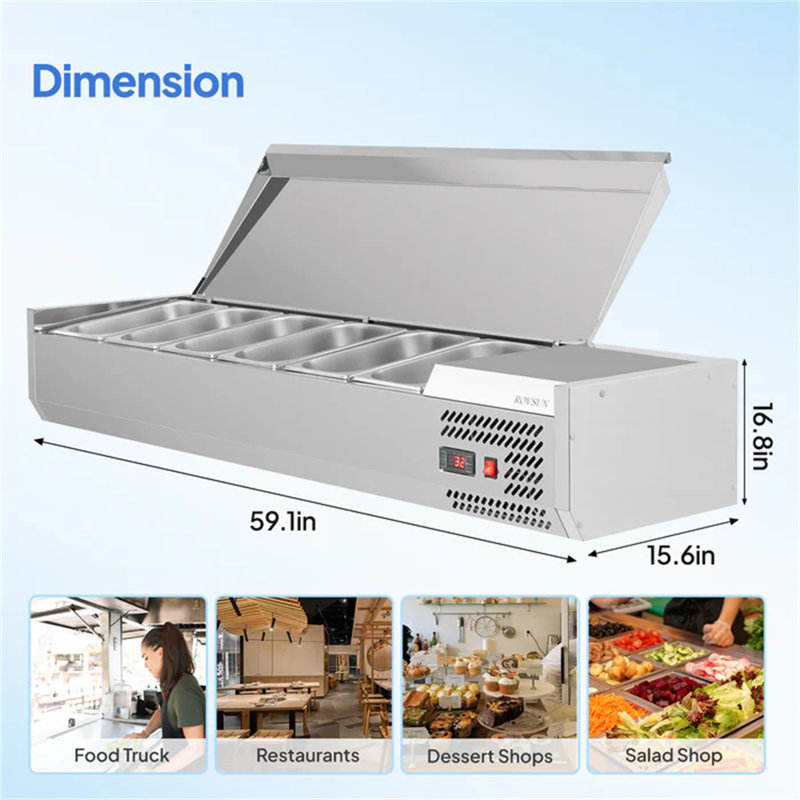 Winado 59 Inch Countertop Refrigerated Prep Rail - Wayfair Canada