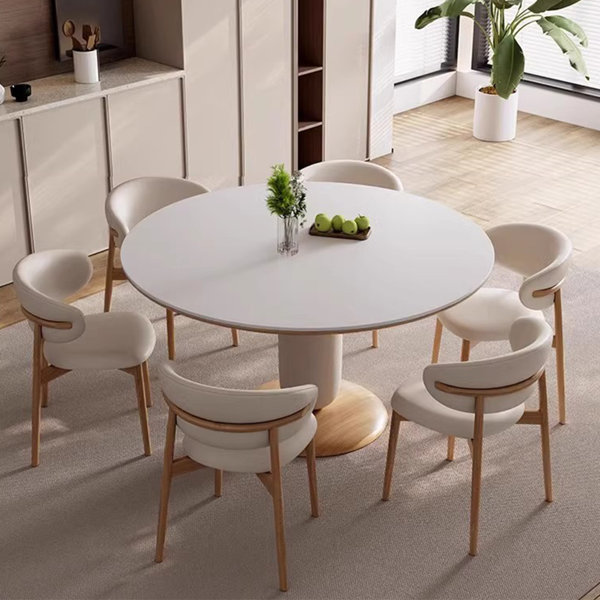 Greyleigh Modern Wooden Rock-Plate Dining Table Chair Set Round Dining ...
