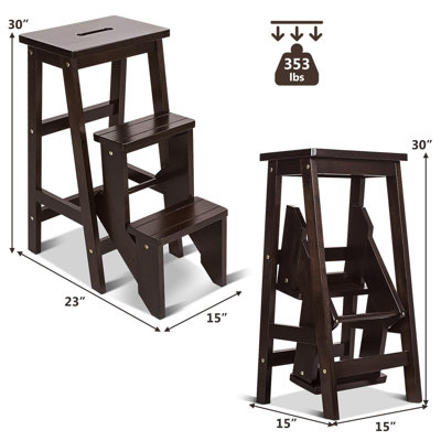 Wildon Home® Oakgrove 3 - Step Wood Folding Step Stool & Reviews | Wayfair