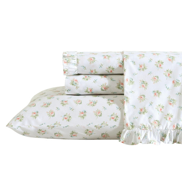 Laura Ashley Floral Ruffled Hem Cotton Sheet Sets "& Reviews" | Wayfair