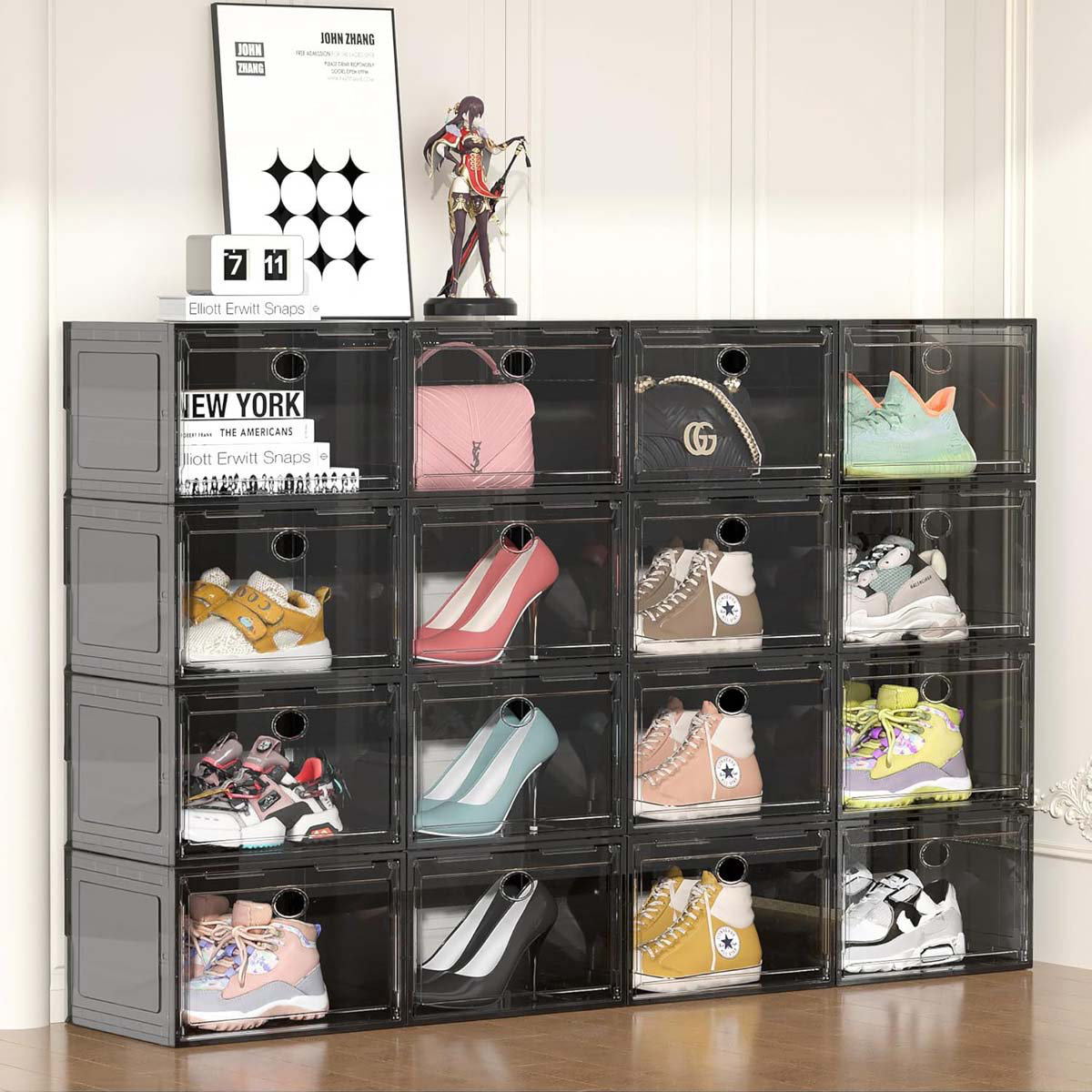 Rebrilliant 8 Pack Drop Side Shoe Box, XL Entryway Shoe Storage Box ...