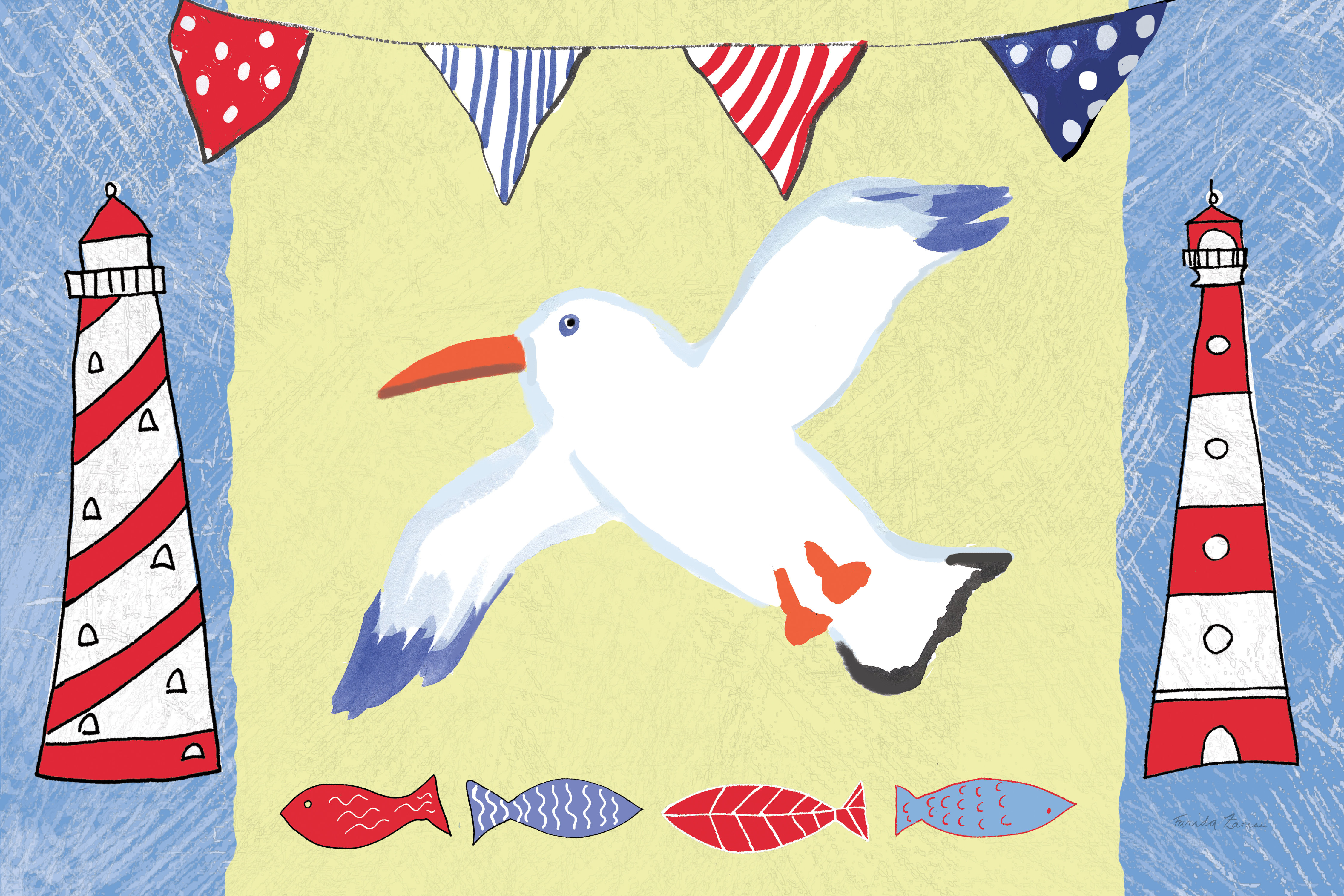 Longshore Tides Coastal Bird III by Farida Zaman - Painting Print ...