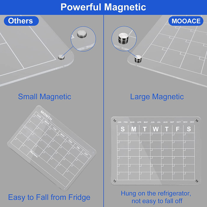 BTY Acrylic Magnetic Dry Erase Board, Adhesive Calendar Planner Board ...