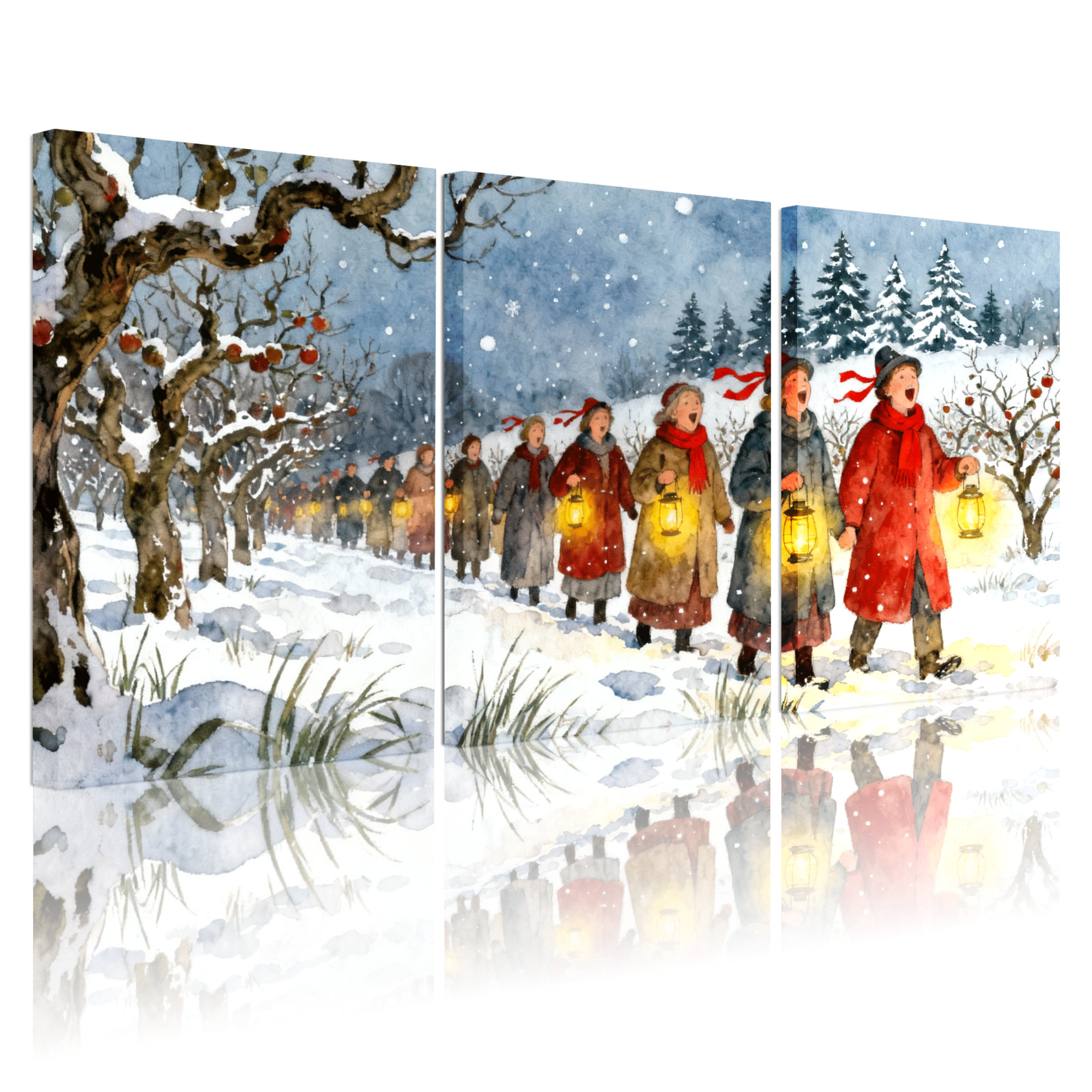 Ophelia & Co. Christmas Winter Lantern Procession Snowy Path Trees ...