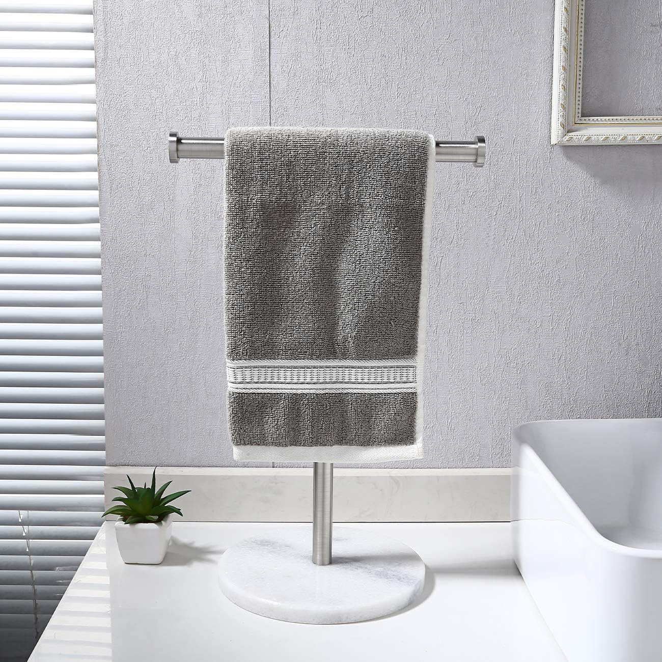 Latitude Run® Countertop Towel Stand With Natural Marble Base | Wayfair
