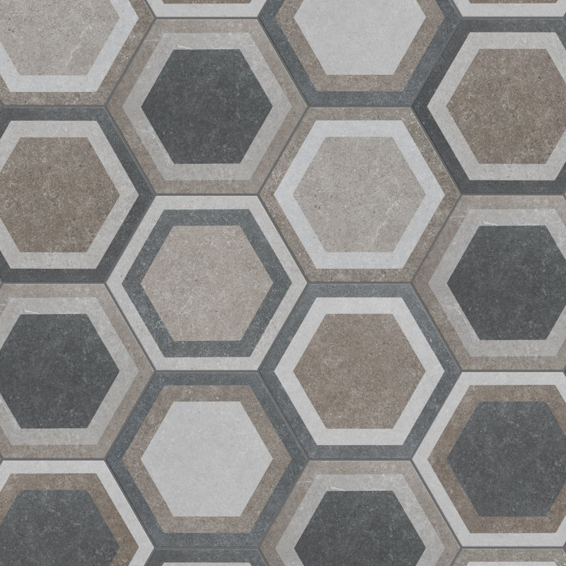 Merola Tile Traffic Hex 9" x 10" Porcelain Patterned Wall & Floor Tile ...