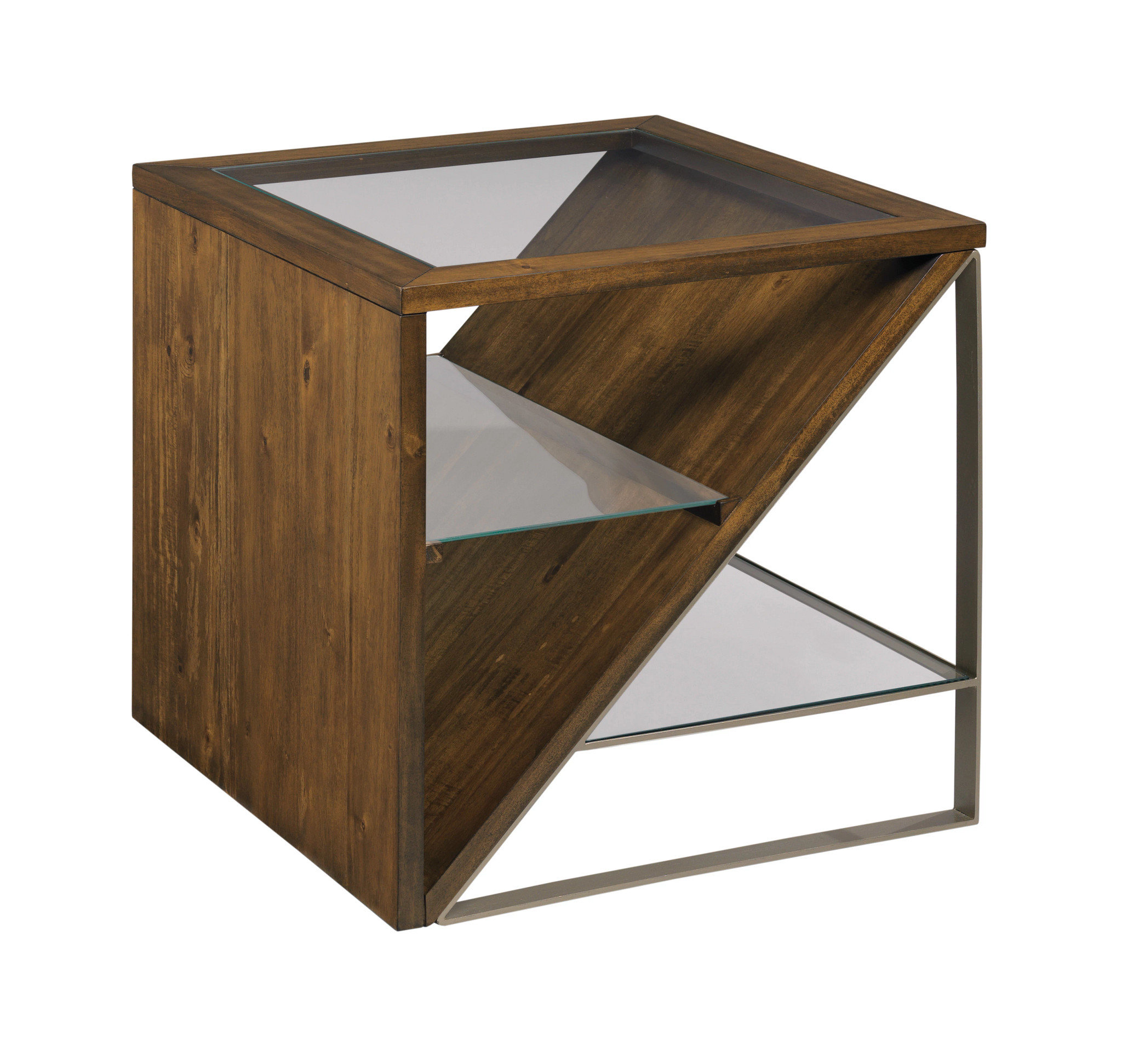 Loon Peak® Schwager Glass Frame End Table with Storage | Wayfair
