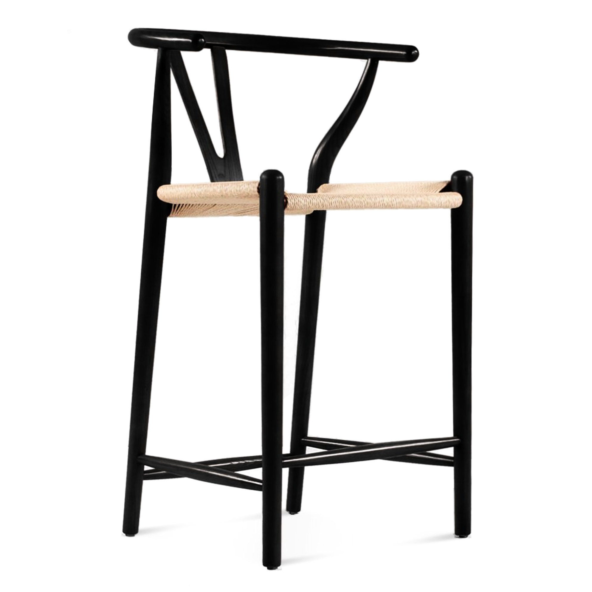George Oliver Solid Ash Counter Stool With Black Stain On Wood, Hand ...
