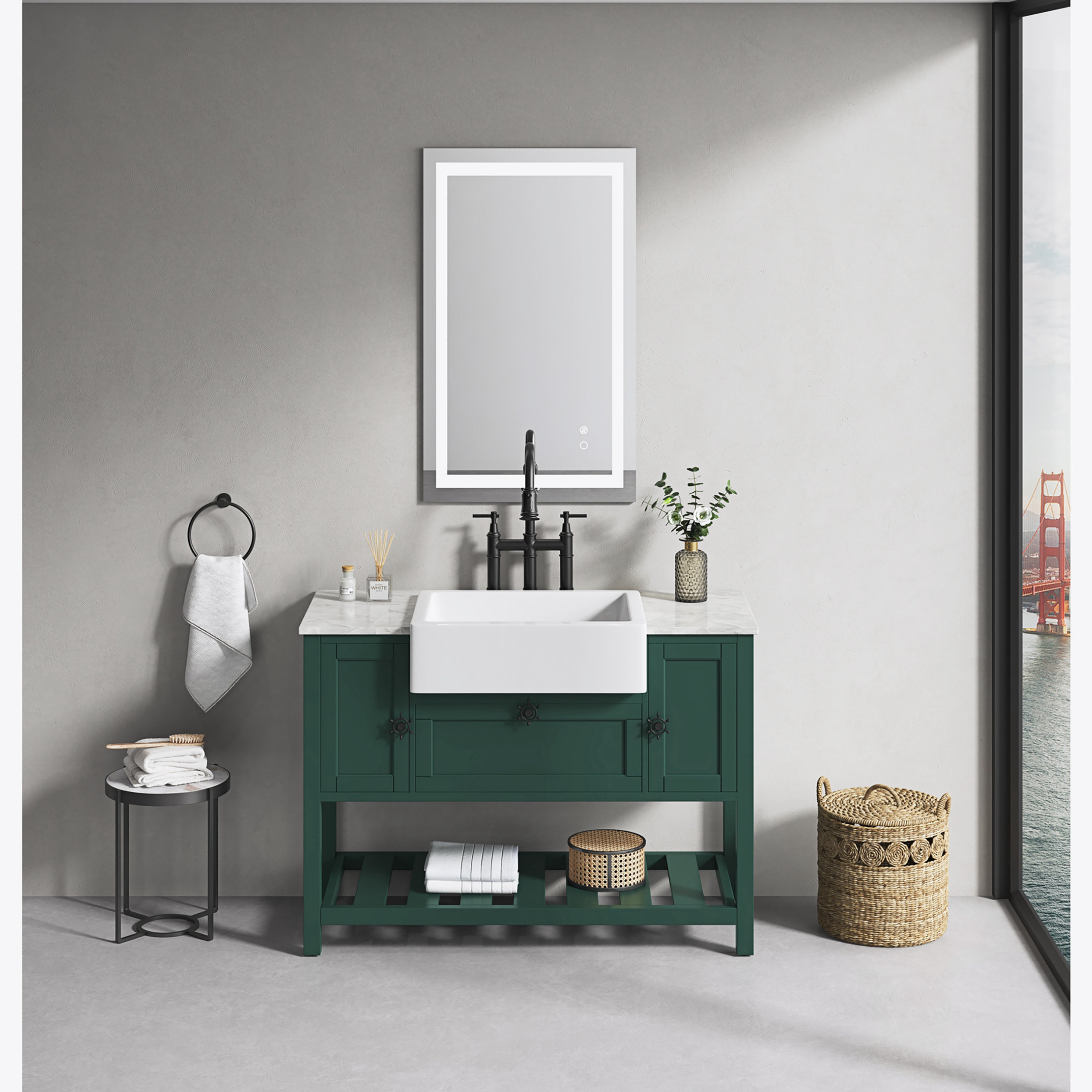 Ivy Bronx LED Bathroom Mirror with Front and Backlight, Large Dimmable ...