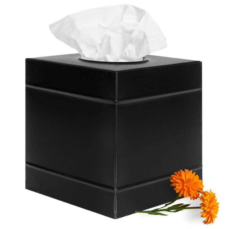 August Grove® Aylanna Matte Black Metal Tissue Box Cover | Wayfair