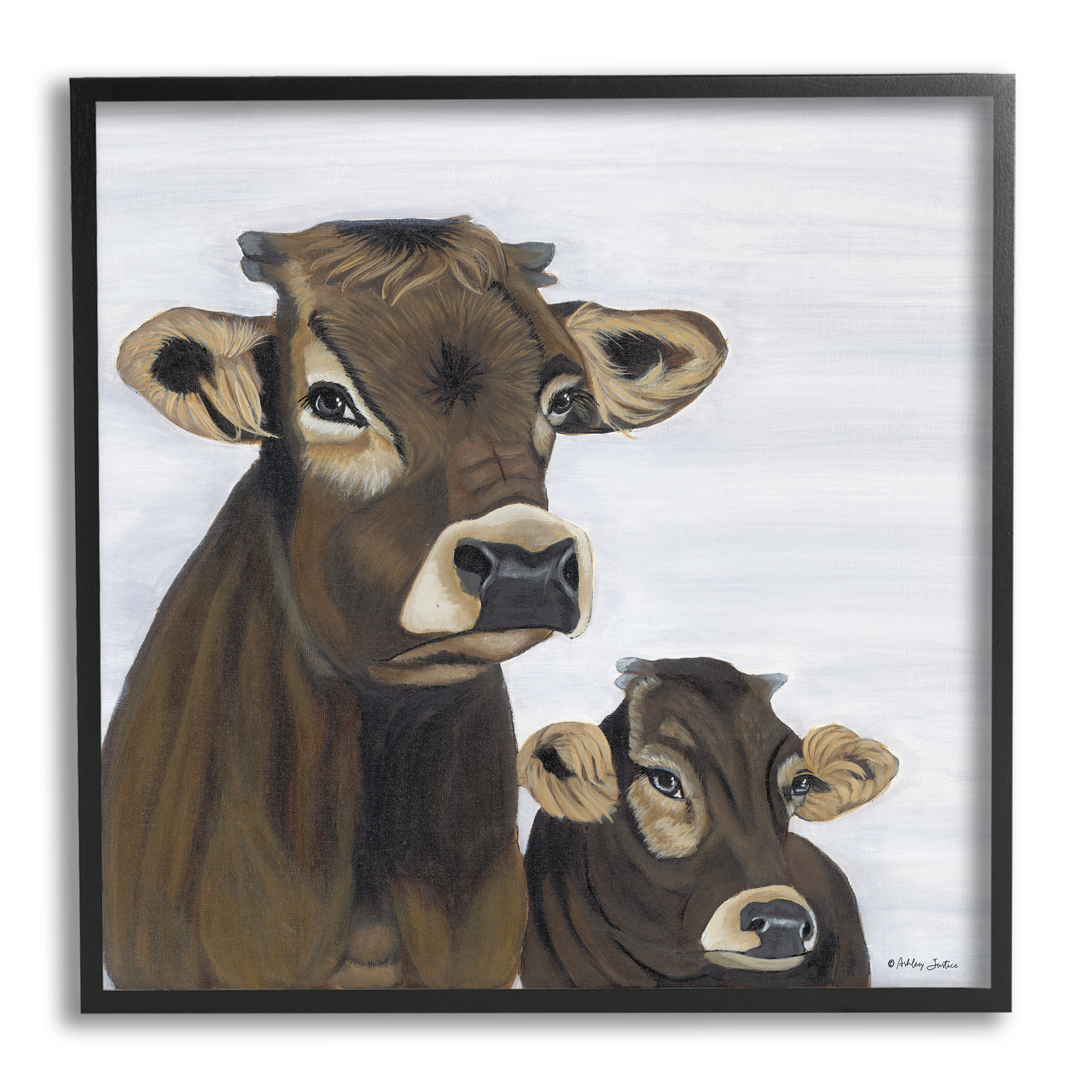 Stupell Industries Mom and Baby Cow by Ashley Justice - Floater Frame ...