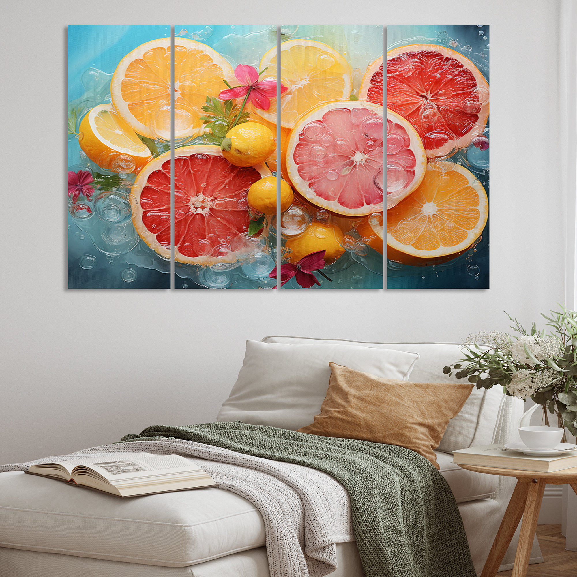 Ebern Designs Tropical Citrus IV - Fruits Wall Art Living Room - 4 ...