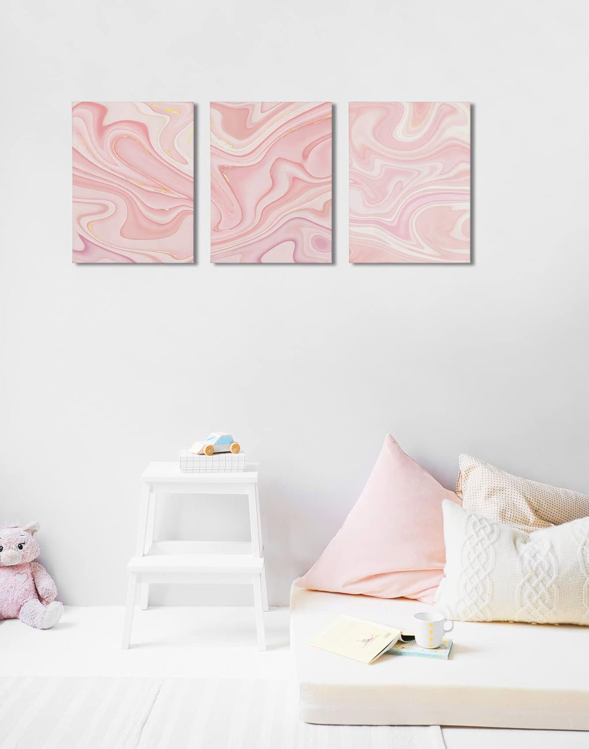 Ivy Bronx Modern Pink Abstract Art Canvas Paintings Wall Art Pink ...
