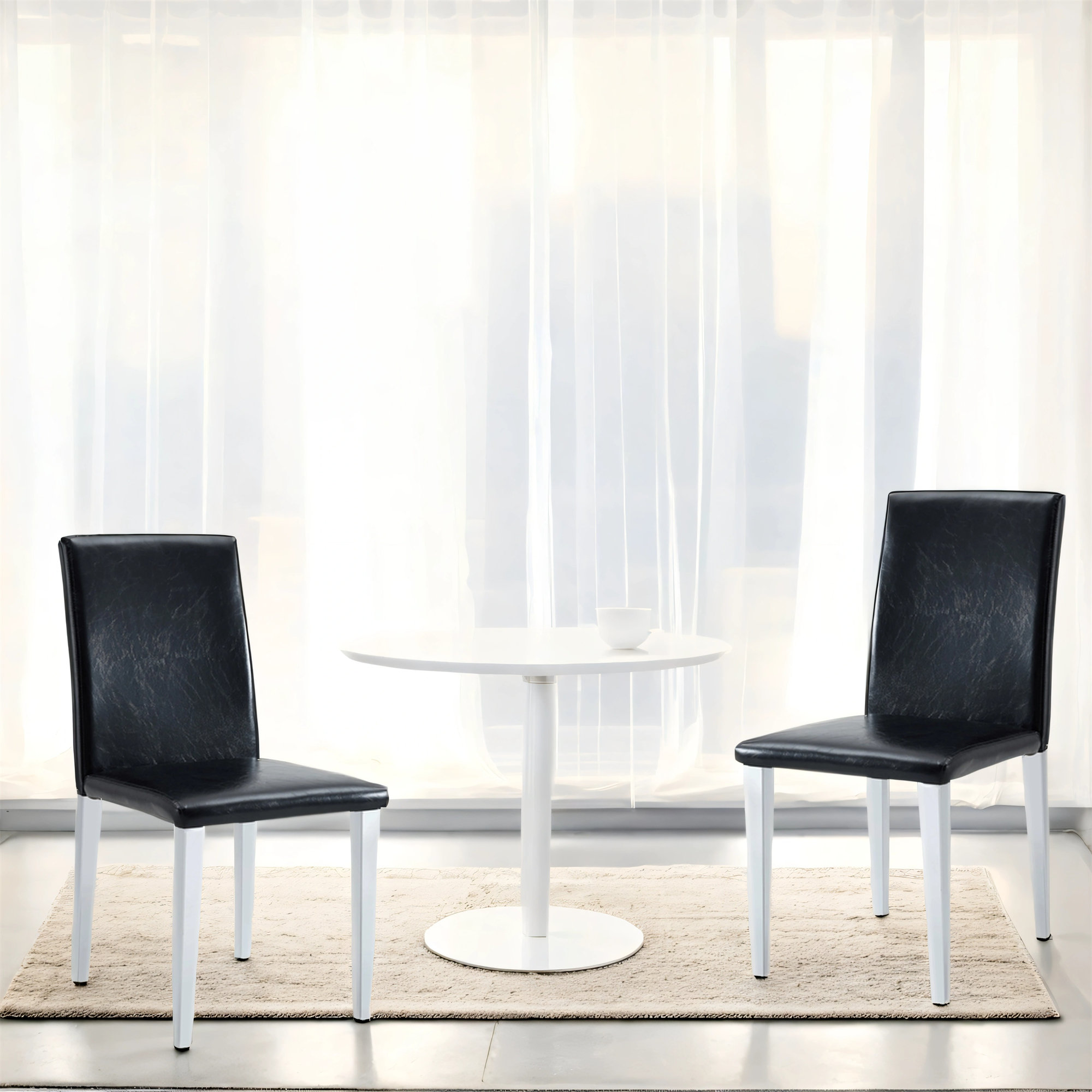 Latitude Run® Accent Chairs, Set Of 2, PU Leather With Silver Metal ...