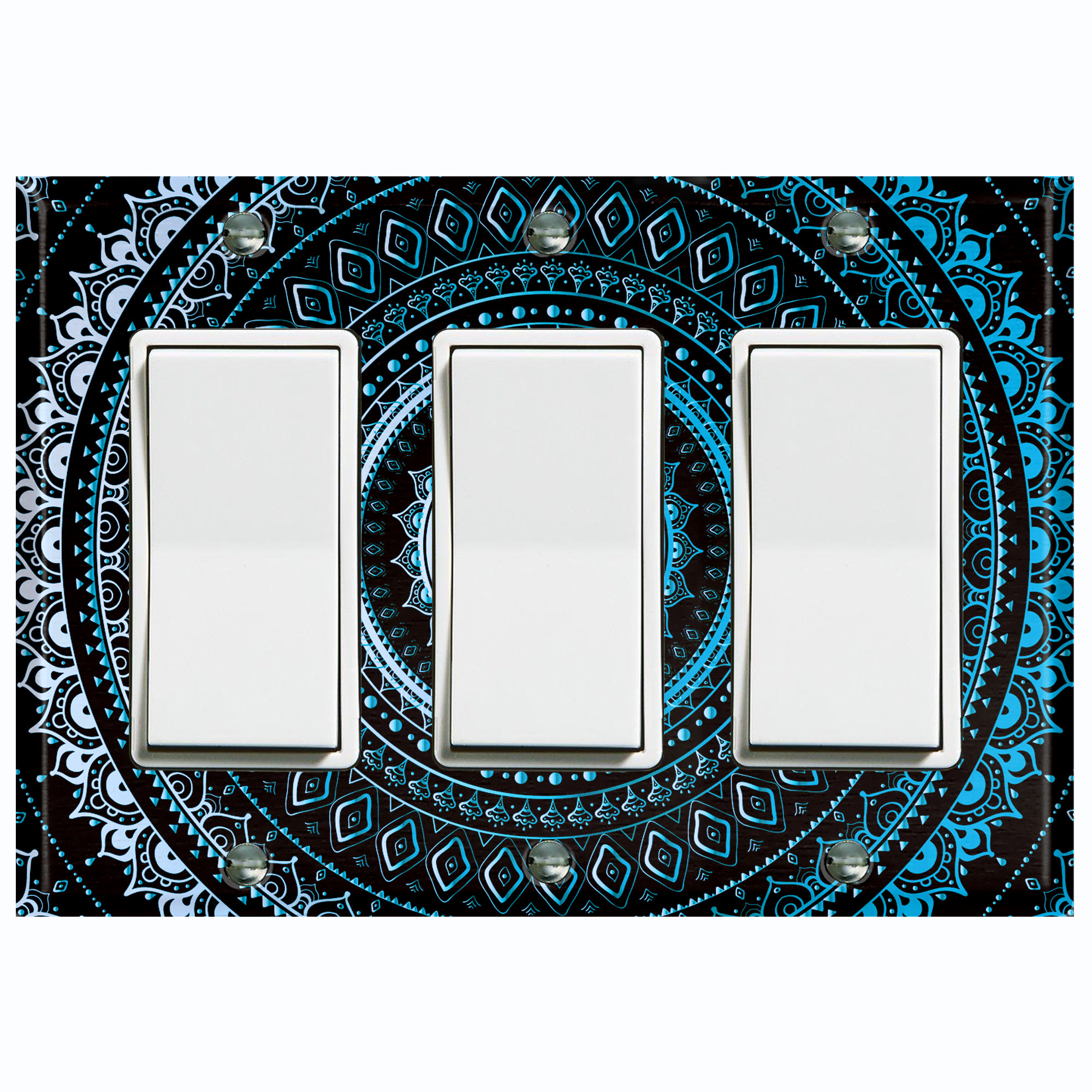 WorldAcc Mandala Circle 3-Gang Rocker Wall Plate | Wayfair