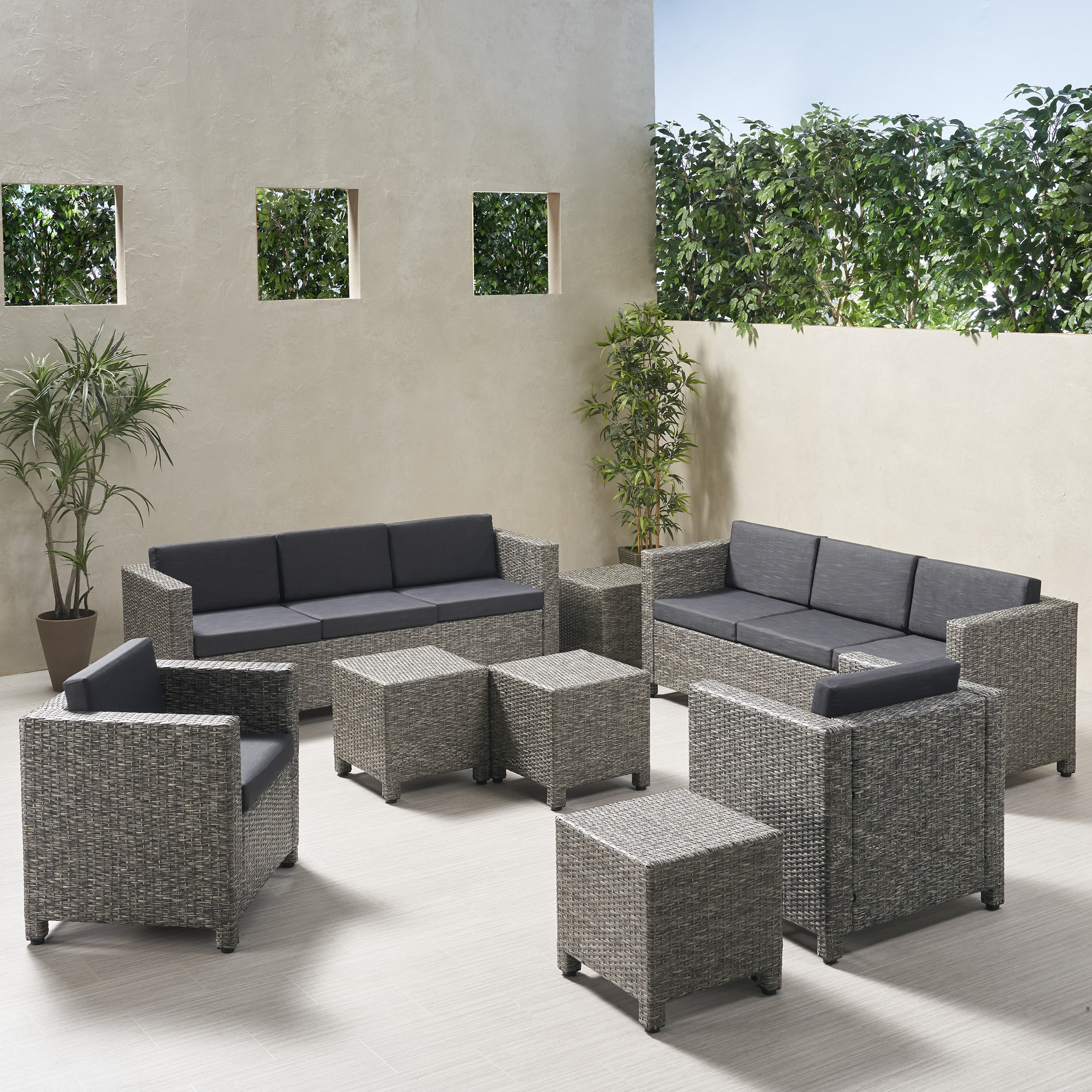 Christopher Knight Home Rivera Outdoor 8 Piece Rattan Sofa Seating ...