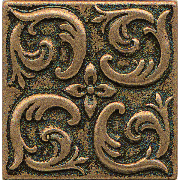 Bedrosians Ambiance 2" x 2" Metal Insert Wave Decorative Accent Tile ...