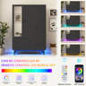 George Oliver 3-Door 71" Armoire Wardrobe With LED Lights, Mirror ...