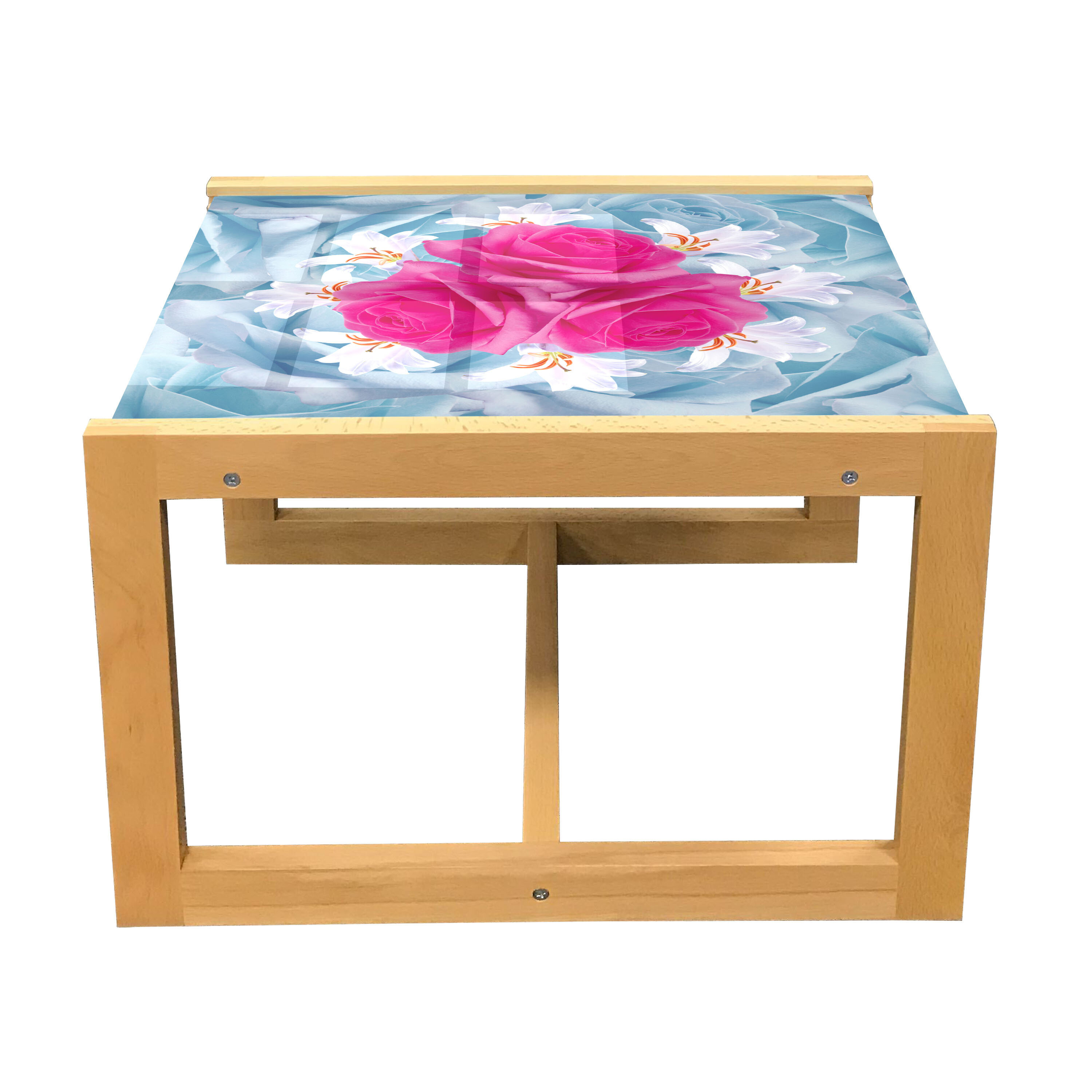 East Urban Home Rose Coffee Table, Graphic Of Roses And Lilies With ...