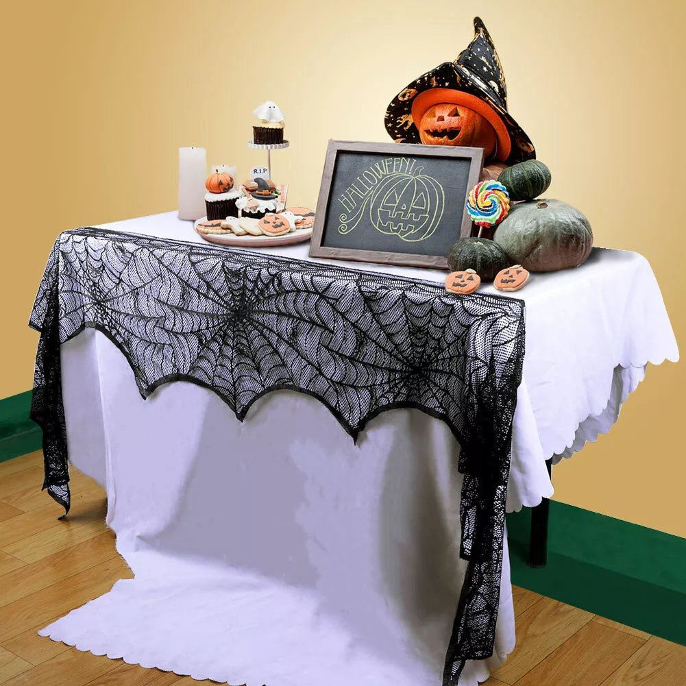 The Holiday Aisle® Halloween Decorations Props Black Lace Spiderweb ...