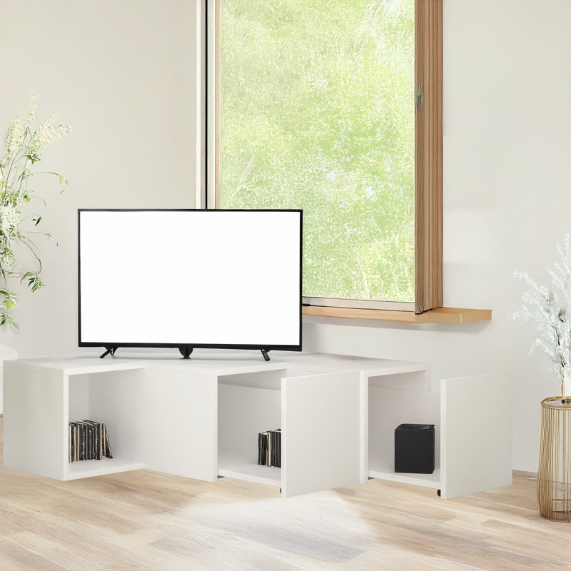 Latitude Run® Cubby Corner Tv Stand For Tvs Up To 58'' With 2 Drawers ...