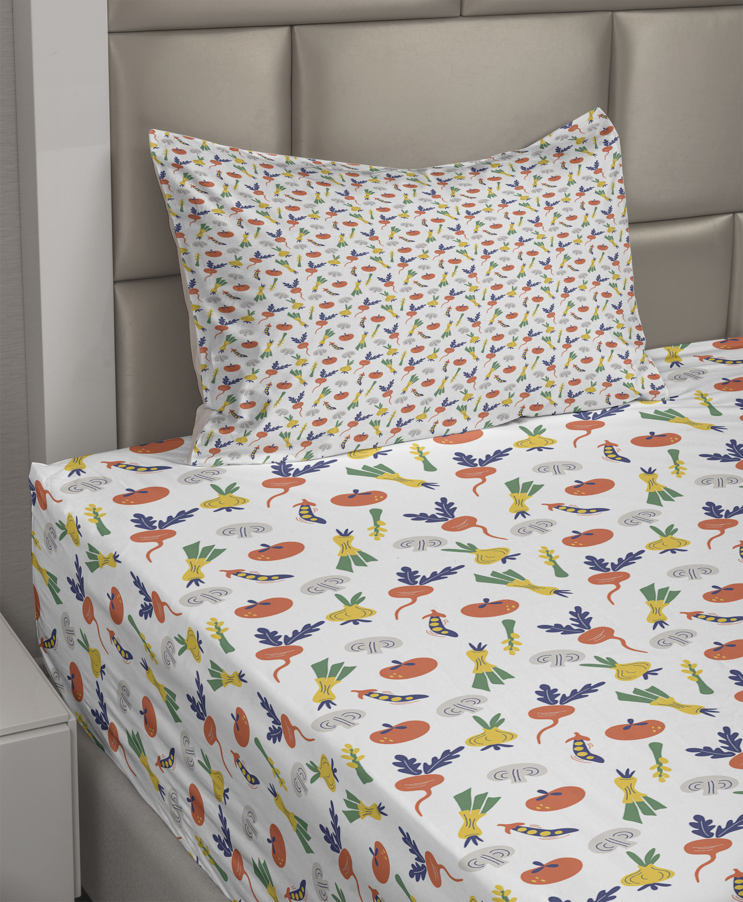 Ambesonne Farm Sheet Set Onion Tomato Radish Beans Art Burnt Sienna ...