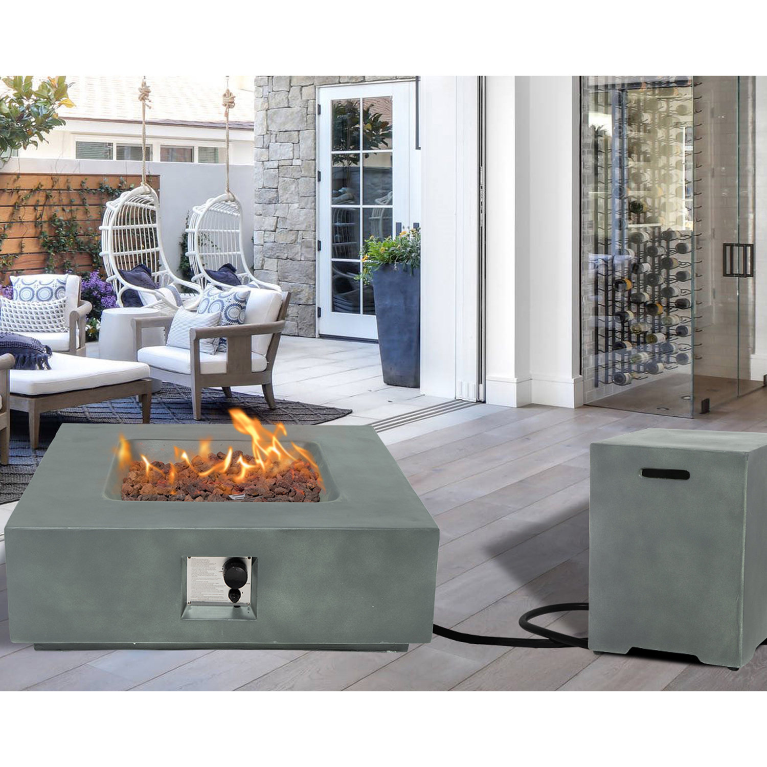 Arlmont & Co. Osgood Concrete Propane Fire Pit Table | Wayfair