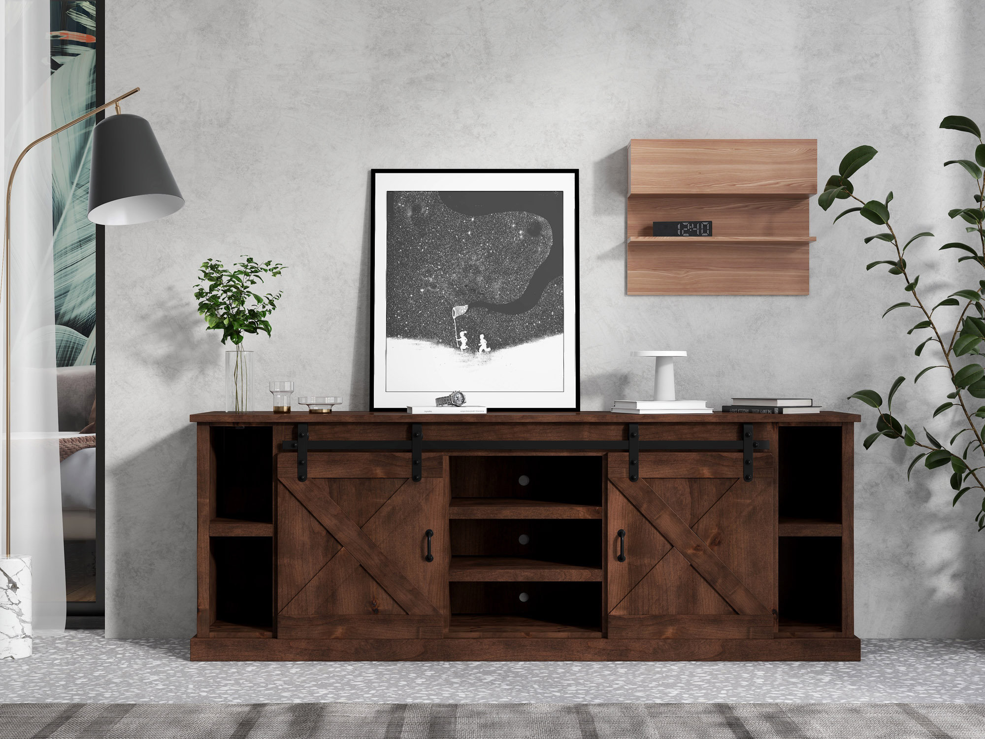 Gracie Oaks 85 Inch TV Stand Console For Tvs Up To 95 Inches, No ...