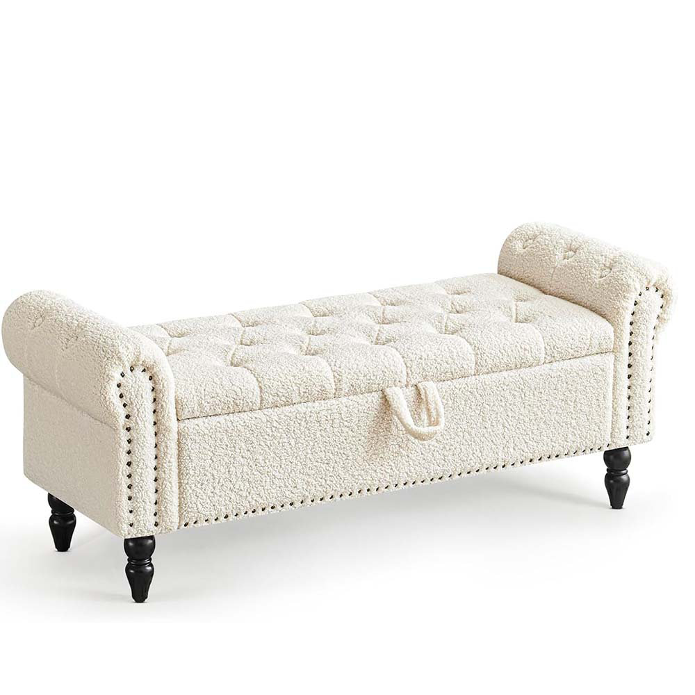 Canora Grey Modern Storage Bench, Sherpa Benches End Of Bed Bench With ...