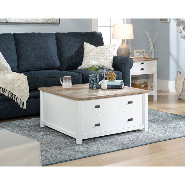 Gracie Oaks Modern Storage Coffee Table in Soft White | Wayfair
