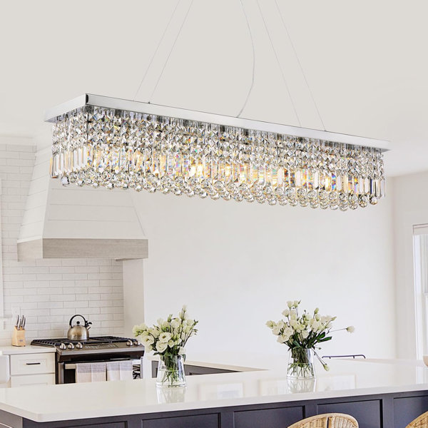 Co-t Modern Rectangular Crystal Chandelier With Adjustable Height ...