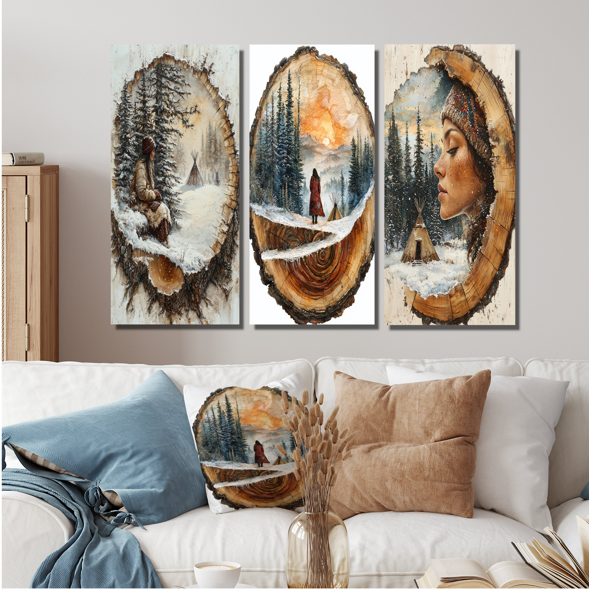 Millwood Pines Native Woman In A Winter Wood Slide Landscape II ...