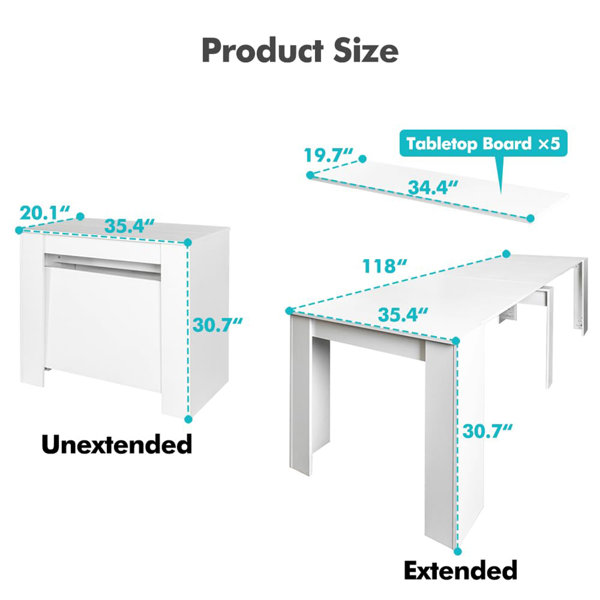 Ebern Designs Convertible 9.8Ft Dining Desk & Console, Space-Adaptive ...