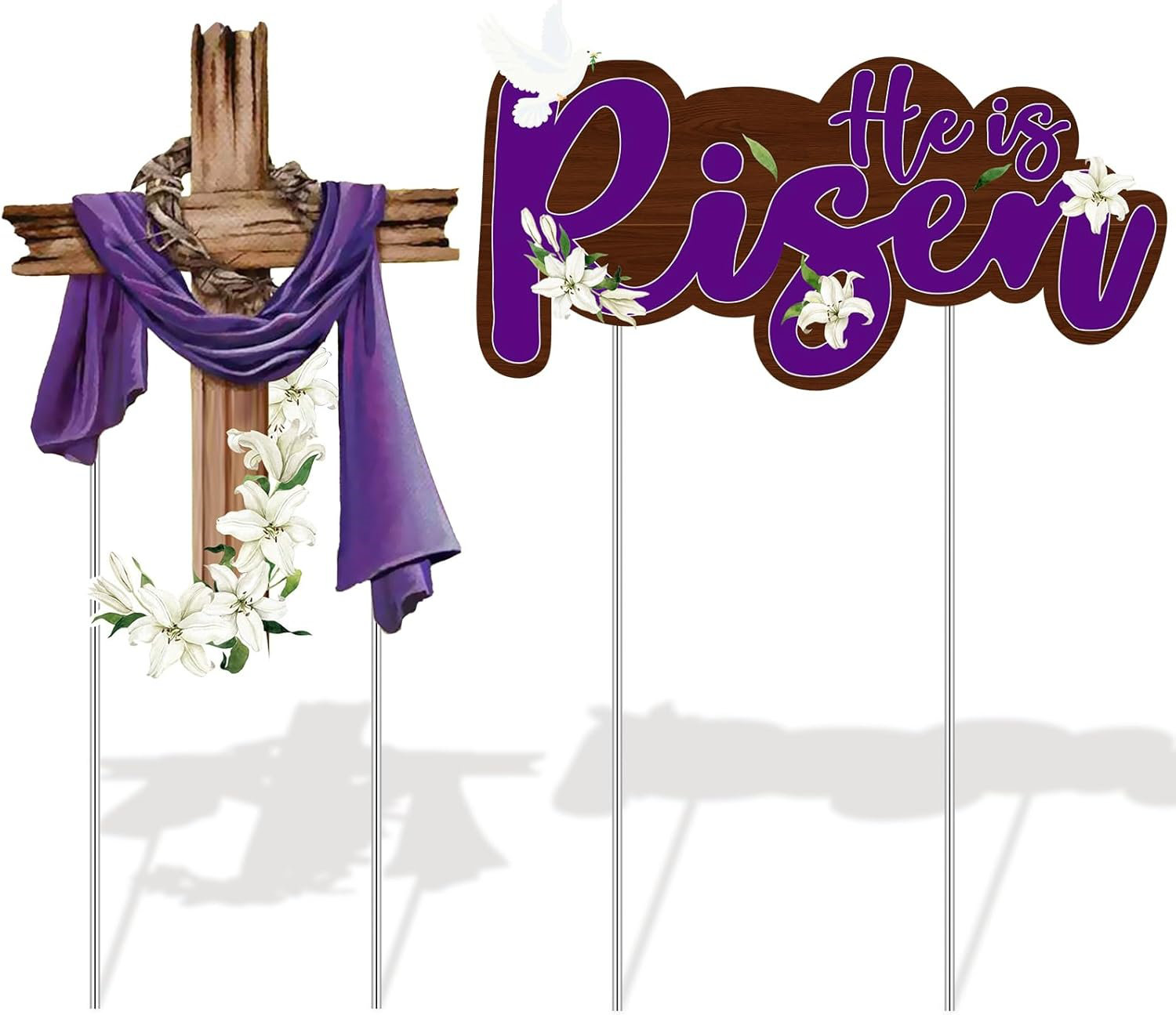 The Holiday Aisle® 2 Pcs Easter He Is Risen Metal Sign Little Rustic ...