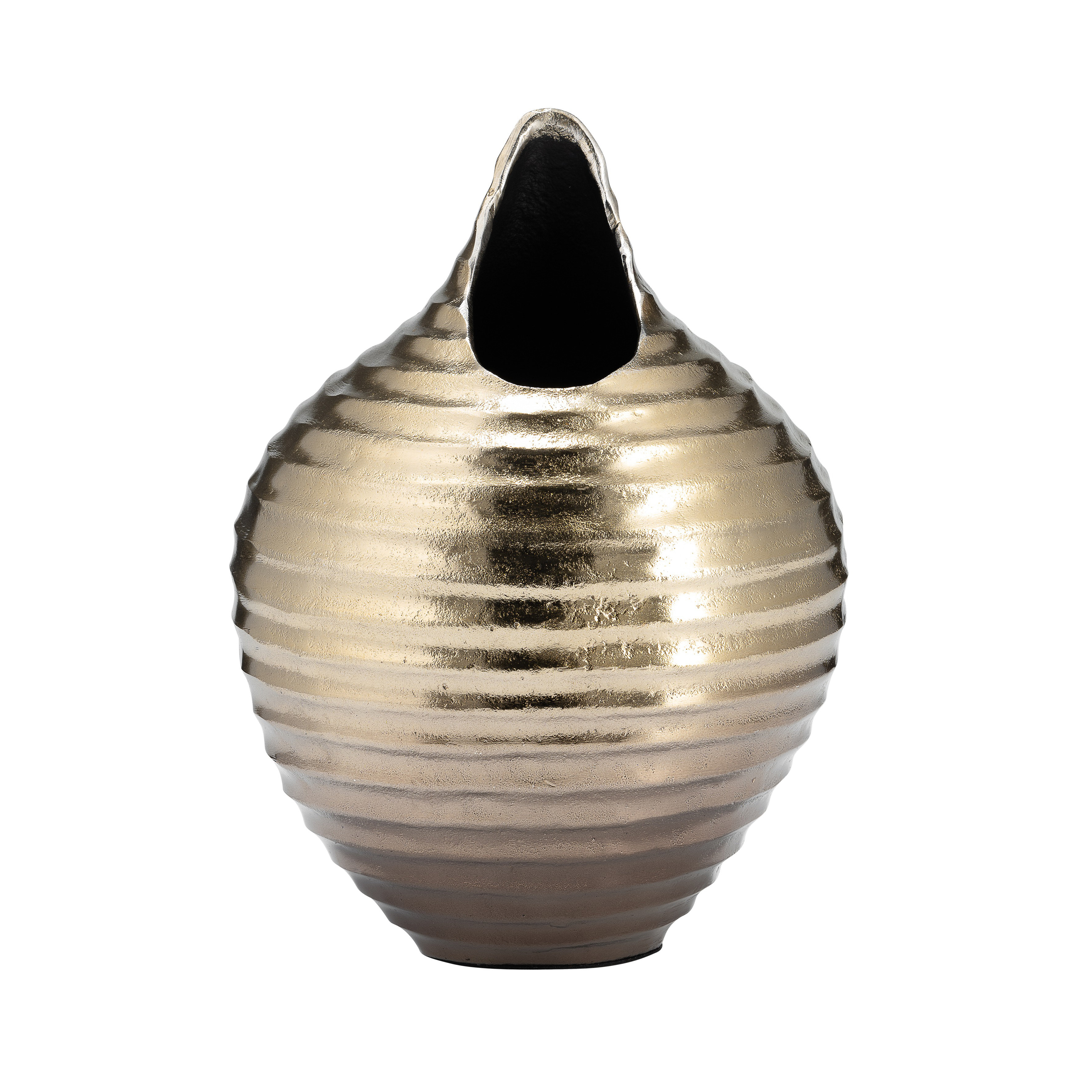 Everly Quinn Modern Sculptural Aluminum Vase with Ribbed Texture and ...