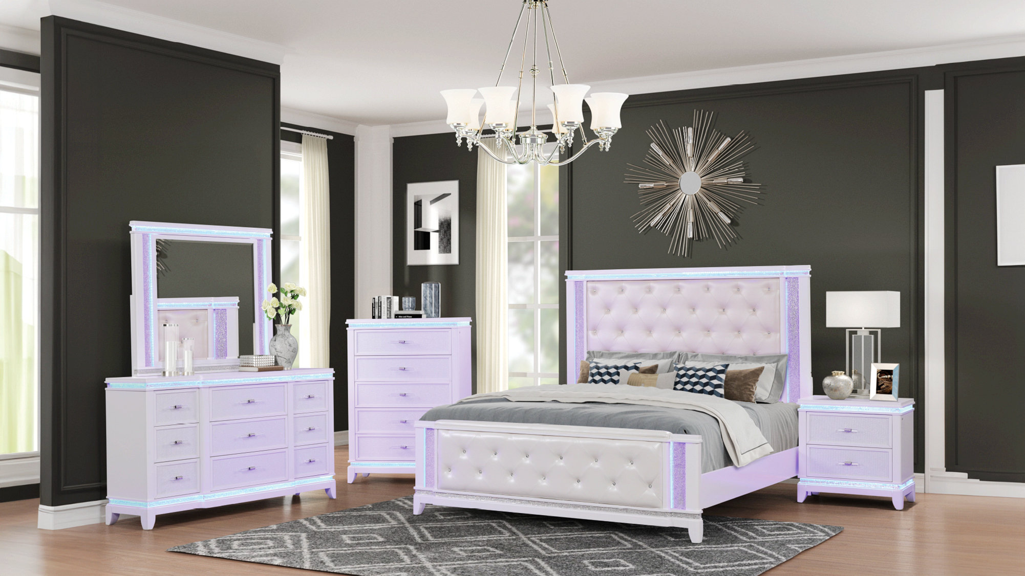 Orren Ellis Contemporary Design Bedroom Set No Need For A Box Spring ...