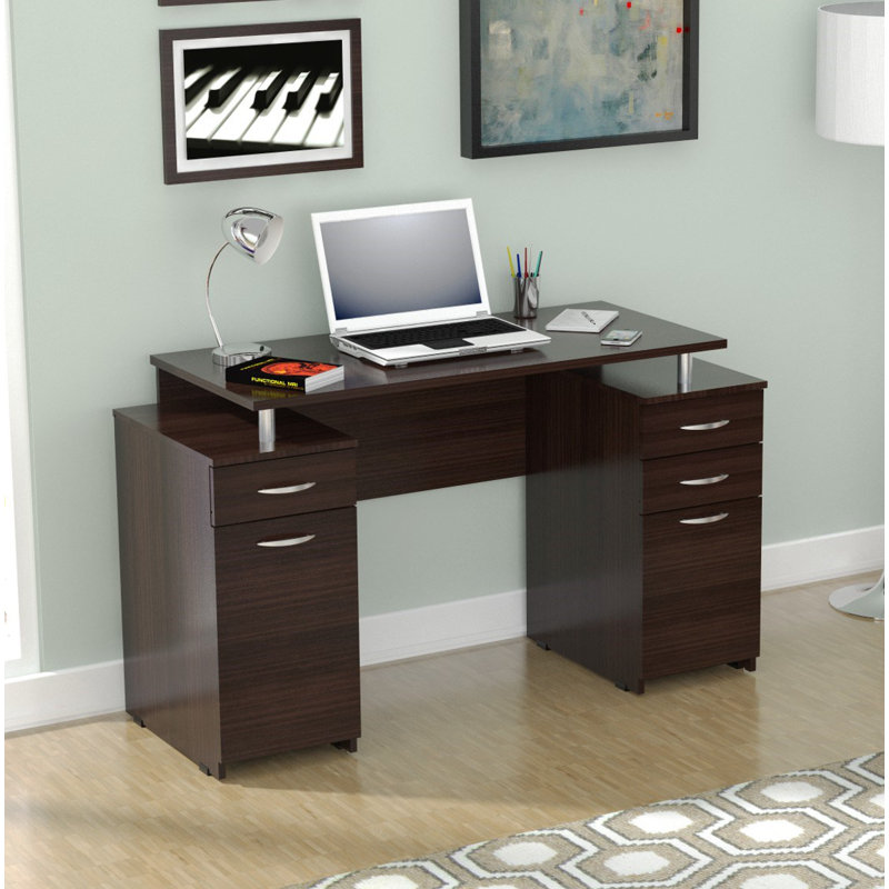Latitude Run® Kolya 43" Espresso Computer Desk With Four Drawers | Wayfair